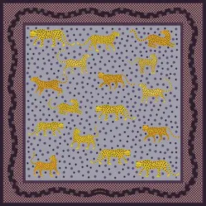 JESSIE ZHAO NEW YORK Silk Bandana With Leopards - Yellow