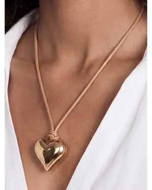 Ettika Heart Cord Pendant Necklace - Tan/gold