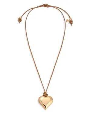 Ettika Heart Cord Pendant Necklace - Tan/gold