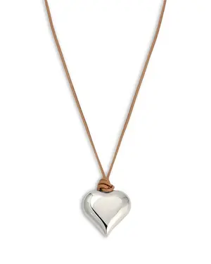 Ettika Heart Cord Pendant Necklace - Tan/silver