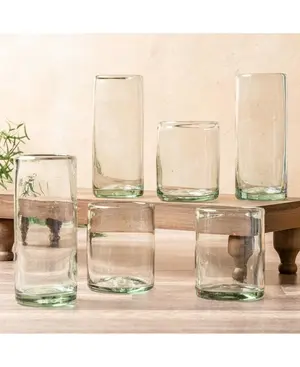 VERVE CULTURE Handblown Glasses Highball Set Of 4 - Clear