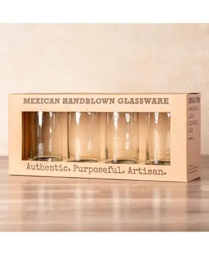 VERVE CULTURE Handblown Glasses Highball Set Of 4 - Clear