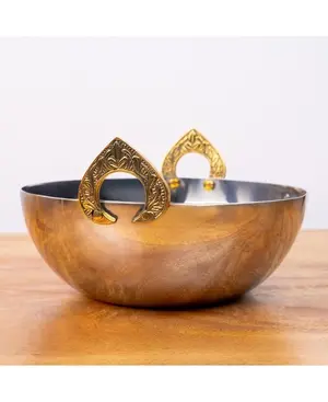 VERVE CULTURE Stainless Steel Handi Serving Bowl With Brass Handles