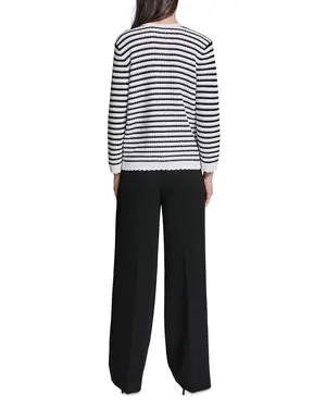 Karl Lagerfeld Paris Striped Long Sleeve Sweater With Pockets