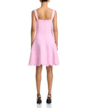 Oscar De La Renta Sleeveless Scallop Trim Knit Dress