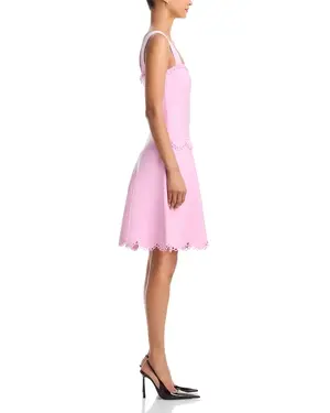 Oscar De La Renta Sleeveless Scallop Trim Knit Dress