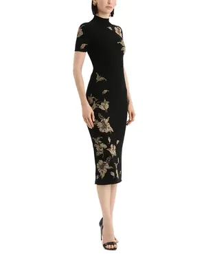 Oscar De La Renta Metallic Jacquard Knit Dress