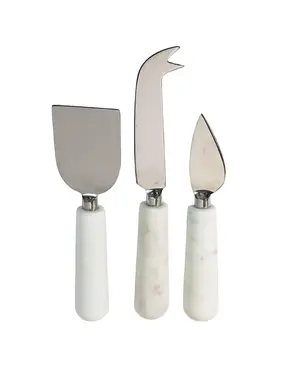 VERVE CULTURE Boxed Set Of Marble Cheese Tools - White
