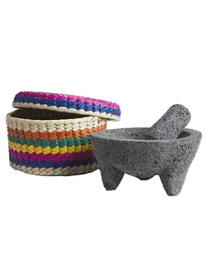 VERVE CULTURE Molcajete In Tortila Basket - Gray