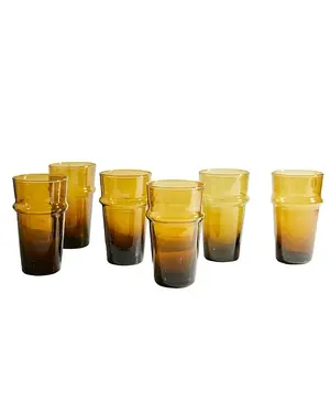 VERVE CULTURE Beldi Stacking Glass Set Of 6 - Amber