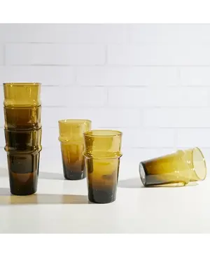 VERVE CULTURE Beldi Stacking Glass Set Of 6 - Amber