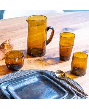 VERVE CULTURE Beldi Stacking Glass Set Of 6 - Amber