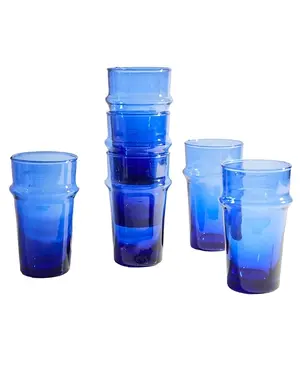 VERVE CULTURE Beldi Stacking Glass Set Of 6 - Blue