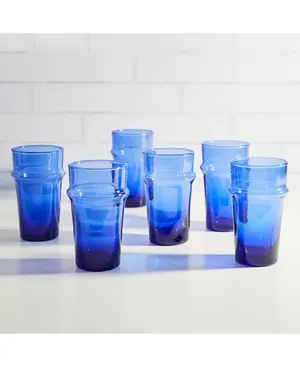 VERVE CULTURE Beldi Stacking Glass Set Of 6 - Blue