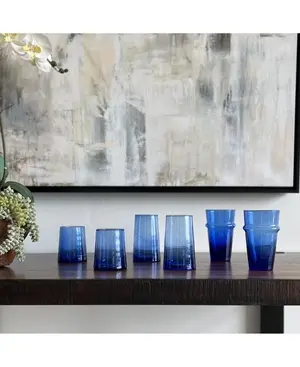 VERVE CULTURE Beldi Stacking Glass Set Of 6 - Blue