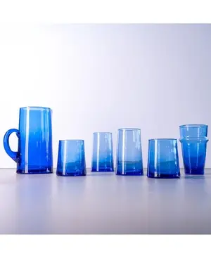 VERVE CULTURE Beldi Stacking Glass Set Of 6 - Blue