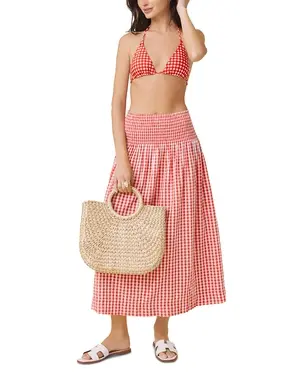 Splendid Gigi Gingham Midi Skirt - Firework/white