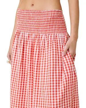 Splendid Gigi Gingham Midi Skirt - Firework/white