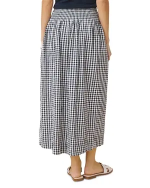 Splendid Gigi Gingham Midi Skirt - Navy/white