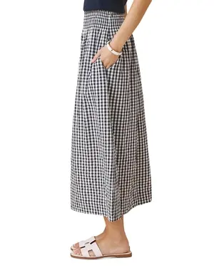 Splendid Gigi Gingham Midi Skirt - Navy/white