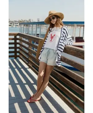 Splendid Striped Open Cardigan In Cotton