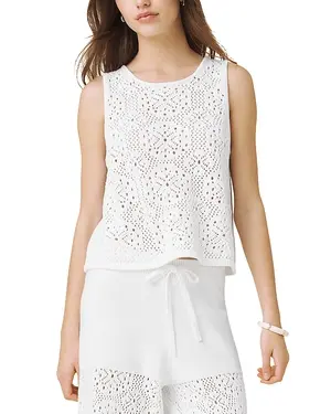 Splendid Beckham Crocheted Knit Top - White