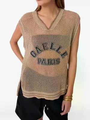 GAËLLE PARIS Gaelle Logo Patch Mesh Top