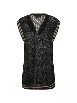 GAËLLE PARIS Gaelle Mesh Logo Patch V-neck Top