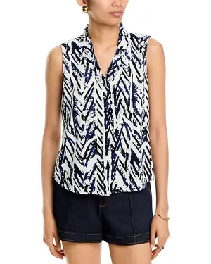 NIC+ZOE Printed Ruffle Trim Sleeveless Top