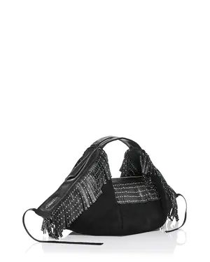 3.1 Phillip Lim Suede Fringe Studded Shoulder Bag - Black