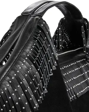 3.1 Phillip Lim Suede Fringe Studded Shoulder Bag - Black