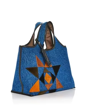 3.1 Phillip Lim Denim Mini Market Tote With Suede Quilting - Blue Indigo