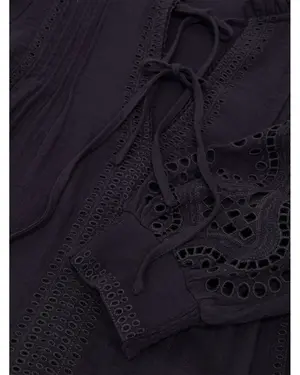 REISS Gia Dress With Embroidered Details - Navy