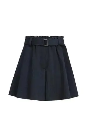 Brunello Cucinelli Virgin Wool Crêpe Chevron Skirt-pants With Monili