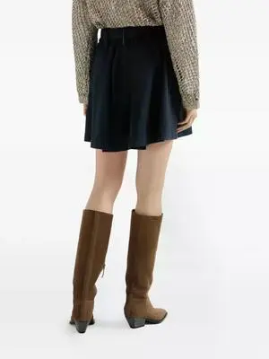 Brunello Cucinelli Virgin Wool Crêpe Chevron Skirt-pants With Monili