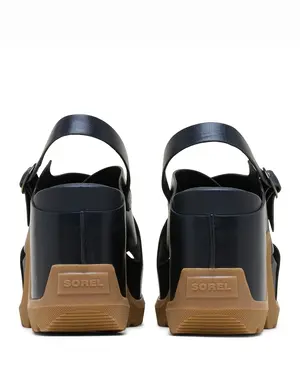 Sorel Platform Sandals With Leather Upper And Adjustable Buckle - Black/gum