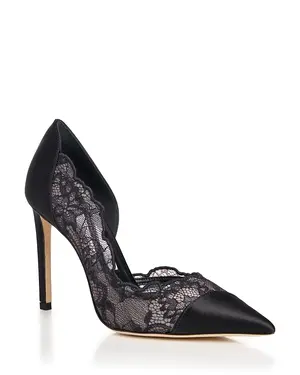 JIMMY CHOO Brigitte 100 Lace And Satin Pumps - Black/black