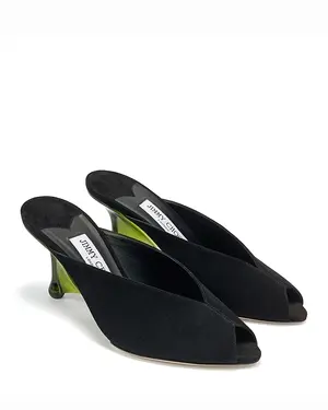 JIMMY CHOO Glace 80 Mules - Black/clover