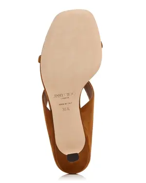 JIMMY CHOO Emeri Suede Sandals With Resin Stone Embellishment - Tan/amber