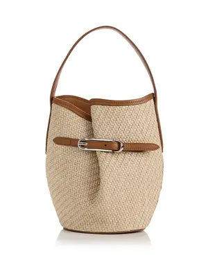 LIFFNER Belted Raffia Bucket Bag - Beige