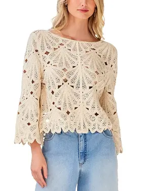 Karen Kane Crochet Flared Sleeve Top