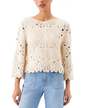 Karen Kane Crochet Flared Sleeve Top