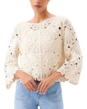 Karen Kane Crochet Flared Sleeve Top