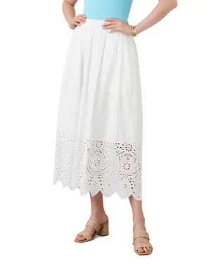 Karen Kane Embroidered Cutout Midi Skirt