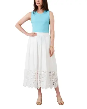 Karen Kane Embroidered Cutout Midi Skirt