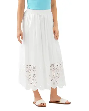 Karen Kane Embroidered Cutout Midi Skirt