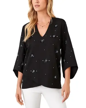 Karen Kane Embellished Asymmetric Top With Bracelet Sleeves