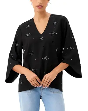Karen Kane Embellished Asymmetric Top With Bracelet Sleeves