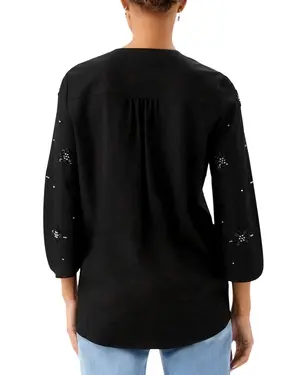 Karen Kane Embellished Asymmetric Top With Bracelet Sleeves