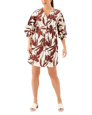 Karen Kane Lantern Sleeve Printed Shirt Dress